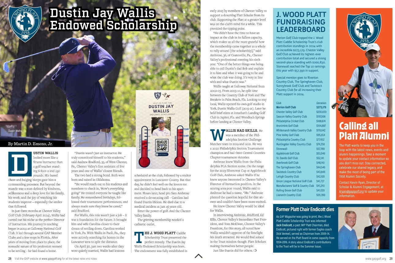 Dustin Jay Wallis Endowed Scholarship - J. Wood Platt